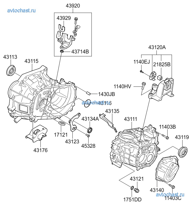 корпус АКП на kia RIO 12 (RUSSIA PLANT-EUR) (2011-2015). Каталог ...