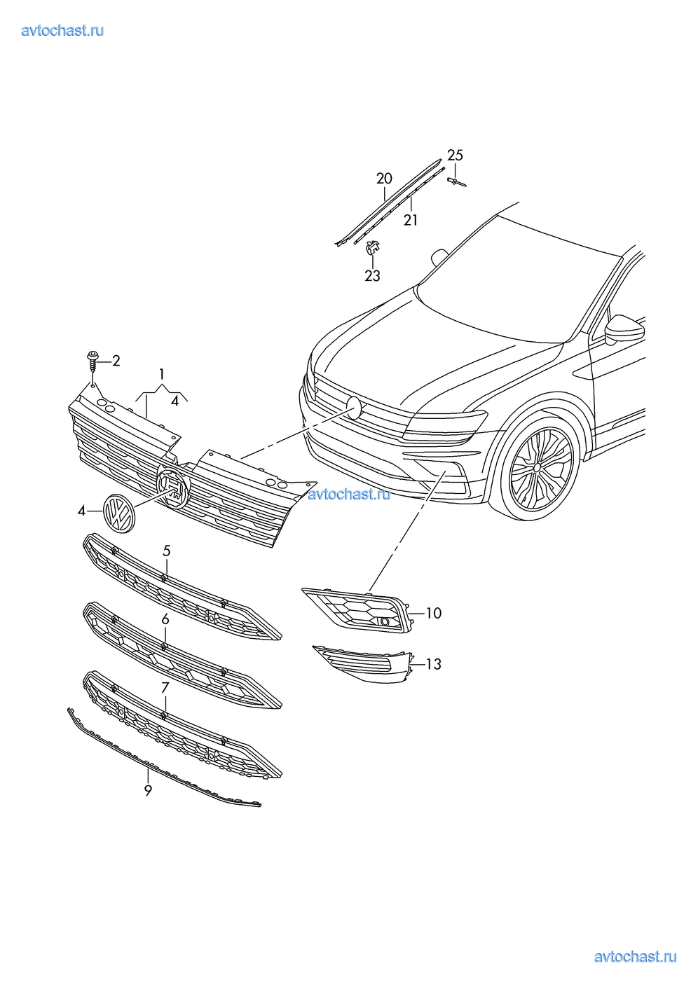 Решётка радиатора Водоотводящий щиток на vw, volkswagen Tiguan 2018